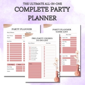 Party Planner Printable | Event Planning Checklist | Guest List PDF ...