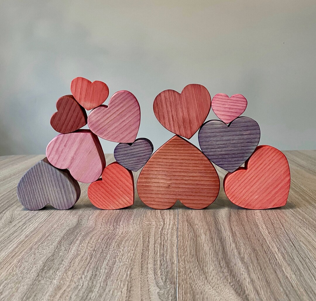 Wooden Stacking Valentine Hearts, Valentine Toy, Mother's Day Gift ...
