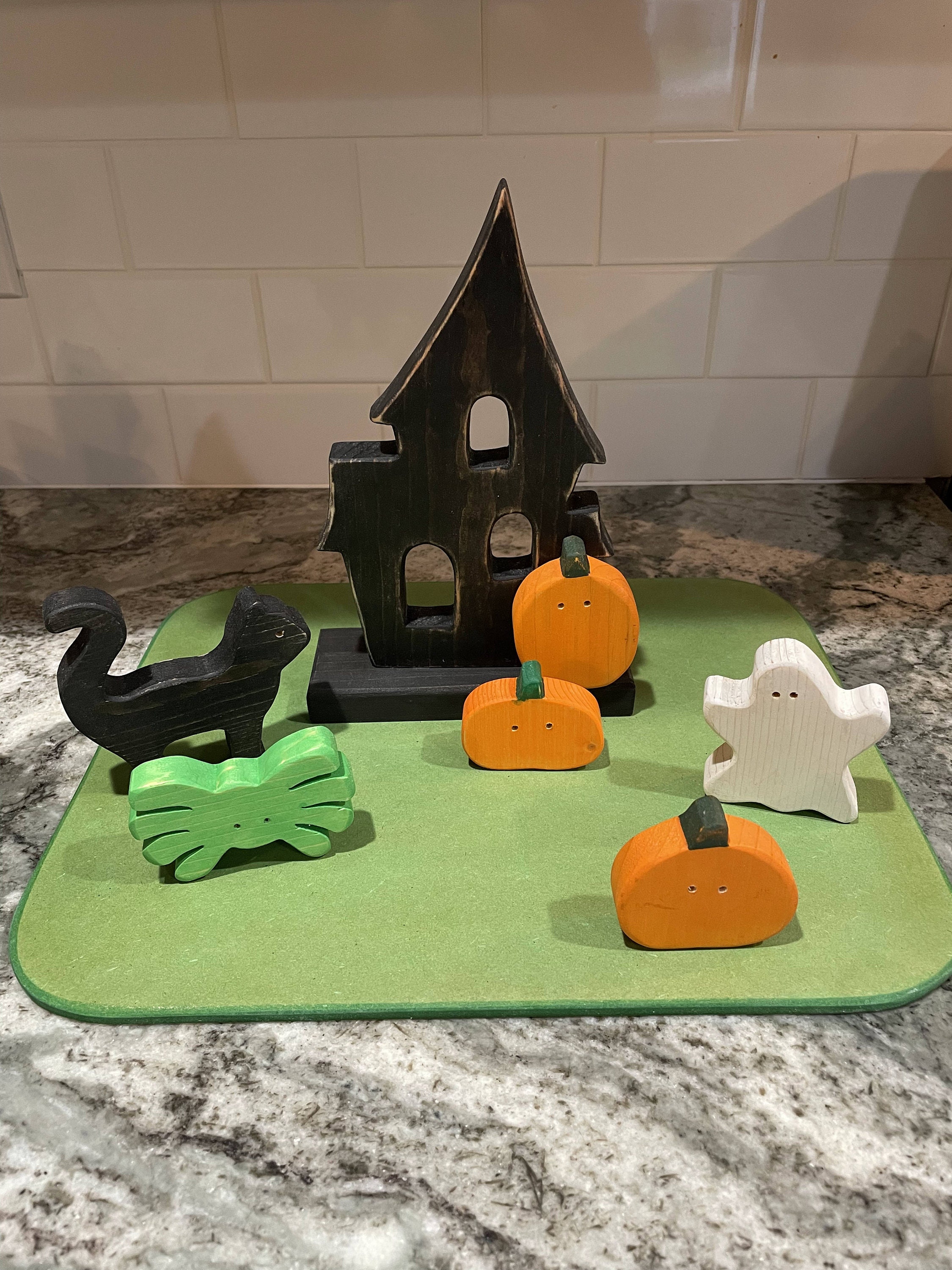 Wooden Halloween Haunted House Play Set, Halloween Toy, Halloween Decor ...