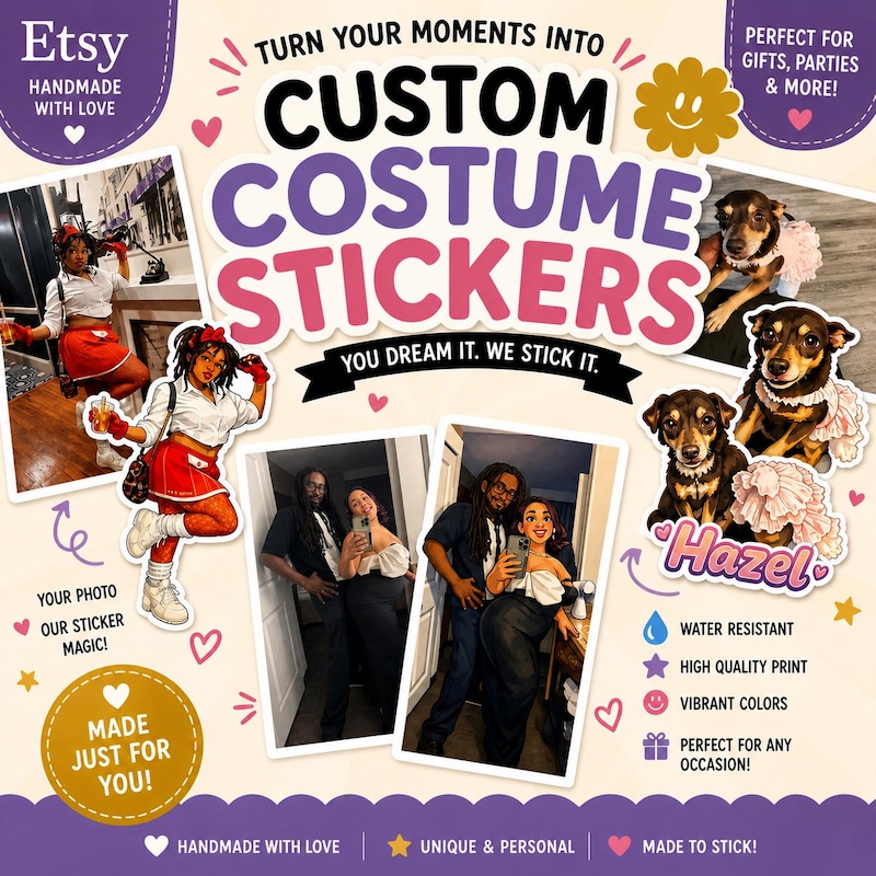 Custom Cartoon Stickers - Etsy