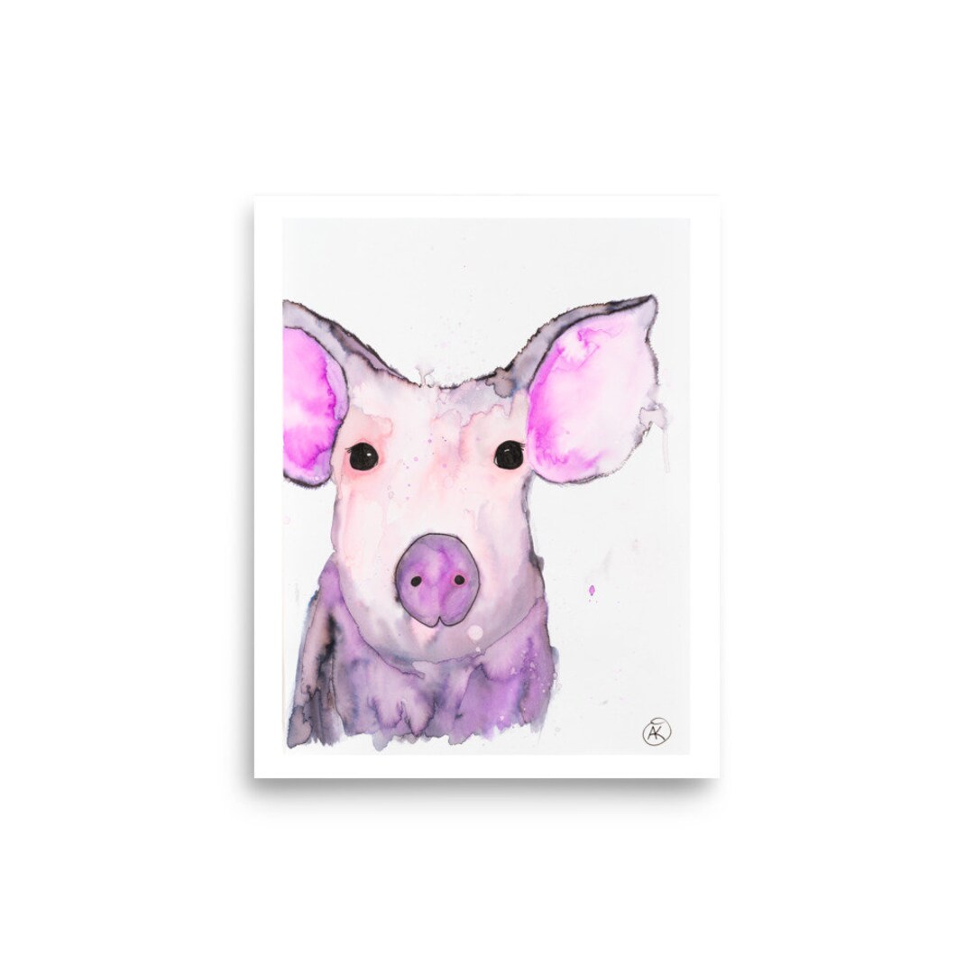 Pig Print, Pig Watercolor Painting, Pig Wall Art, Pig Lover Gift, Pig ...