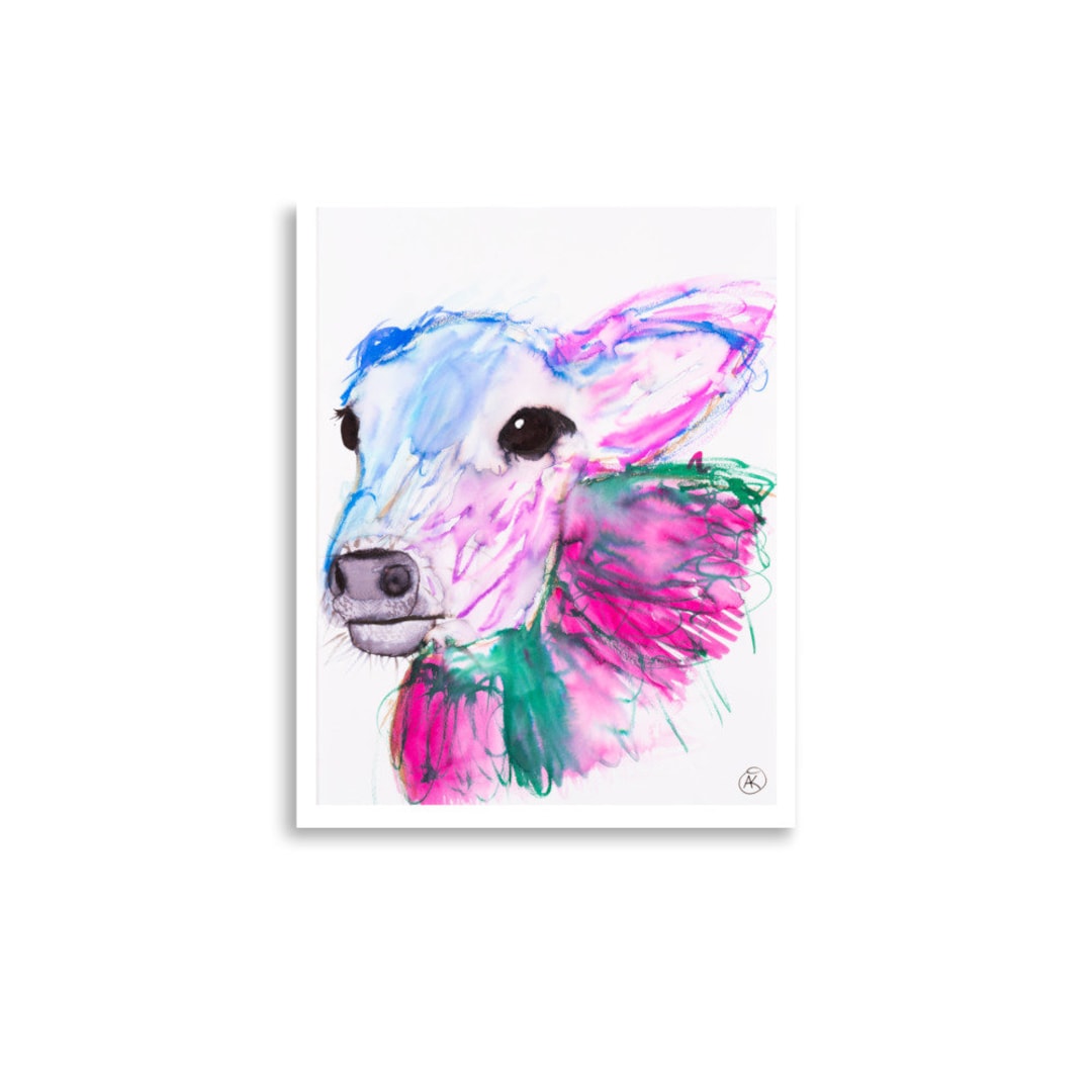 Baby Cow Print, Cow Watercolor Painting, Cow Wall Art, Cow Lover Gift ...