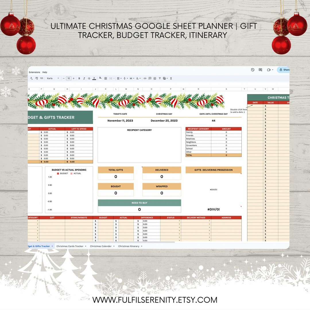 Ultimate Google Sheets Christmas Planner: Gift and Card Tracker, Budget ...