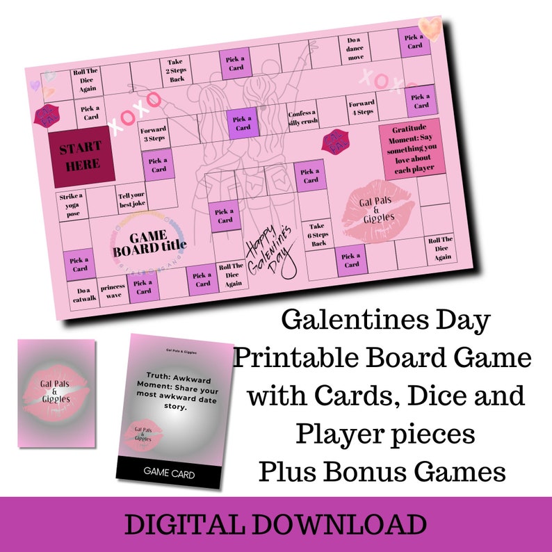 Galantines Day Printable Board Game Girls' Night Party PDF Game Gals ...