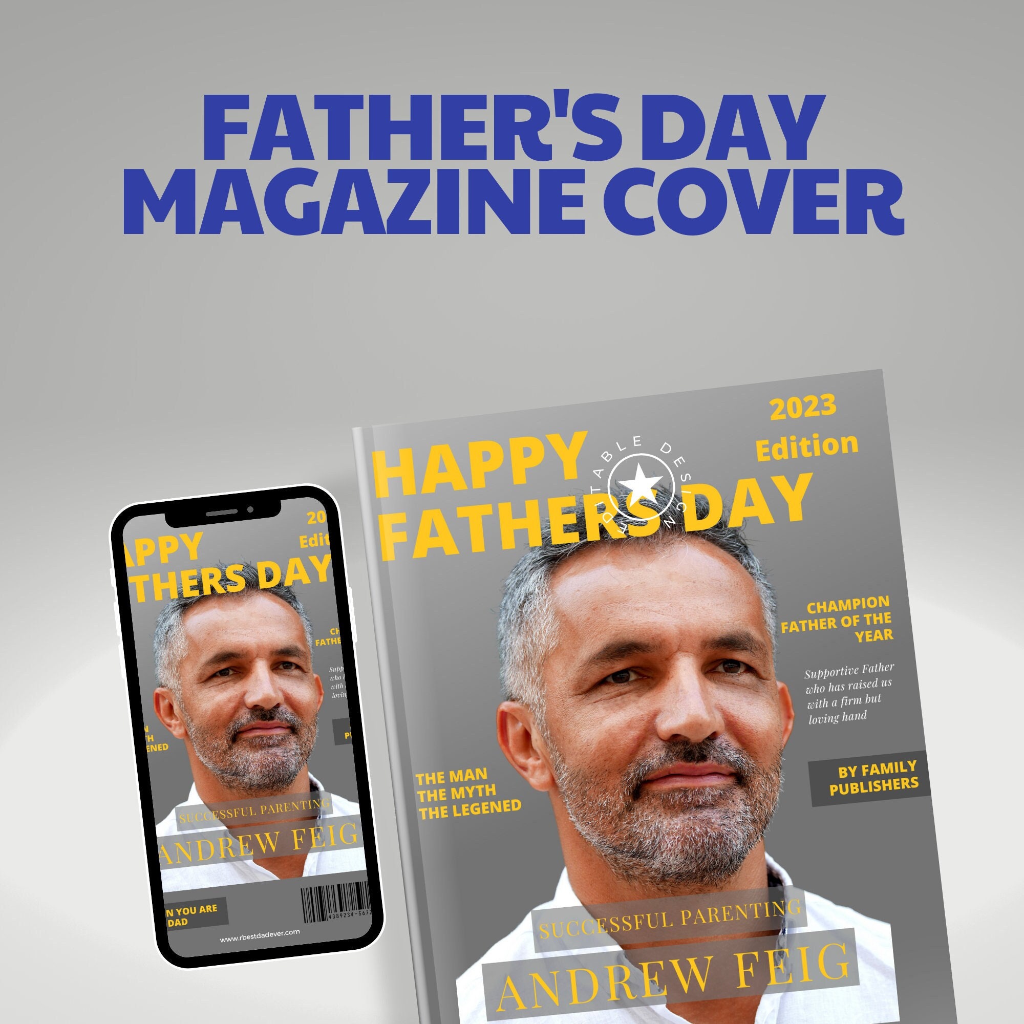 Personalized Fathers Day Magazine Cover Printable A4 Magazine - Etsy