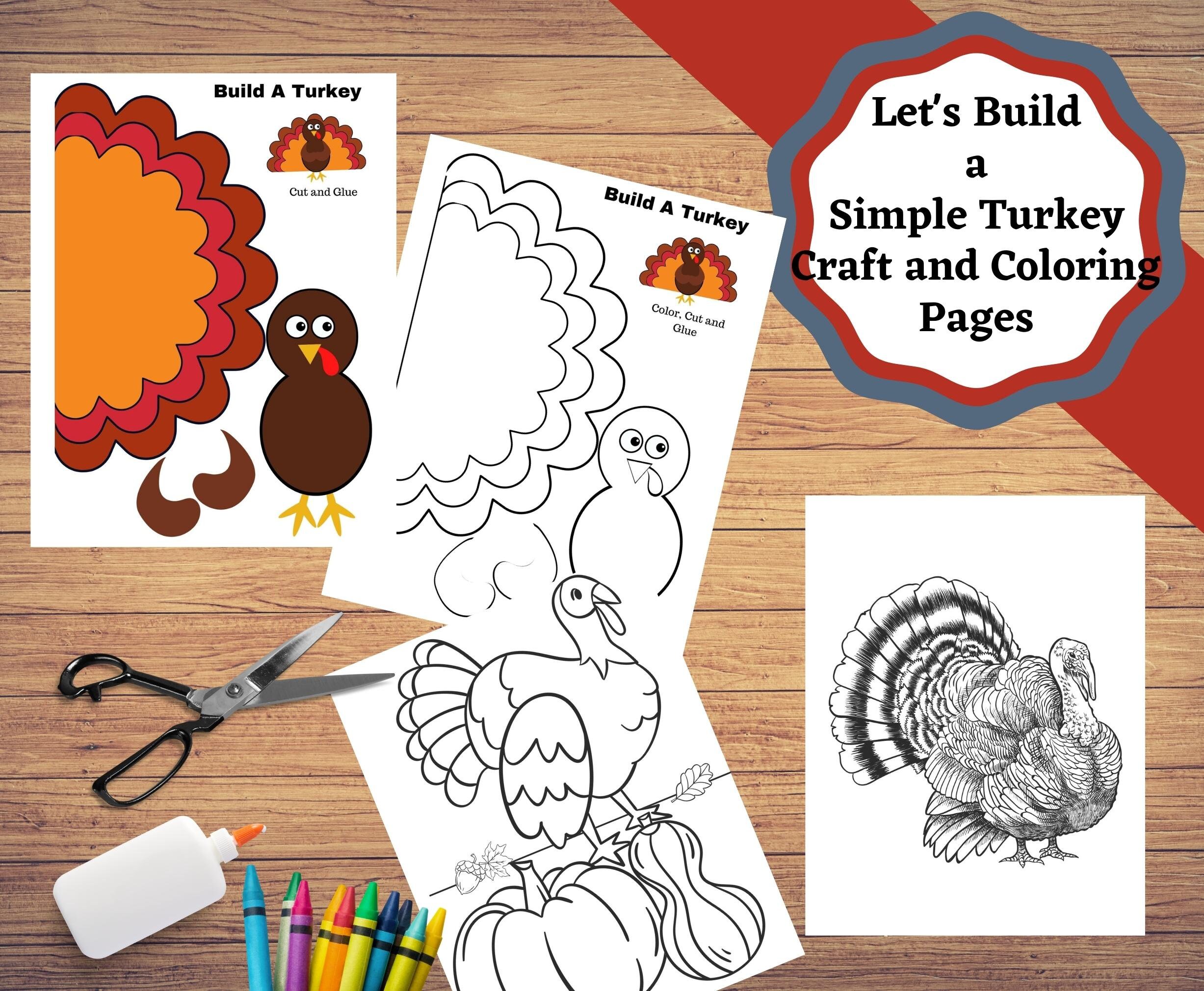 Turkey Printable Craft, in Both a Colored and Colorable Version. Great ...