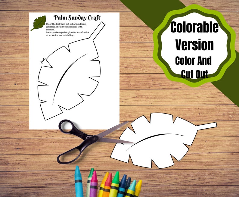 Palm Sunday Printable Craft in a Colored and Colorable Version With ...