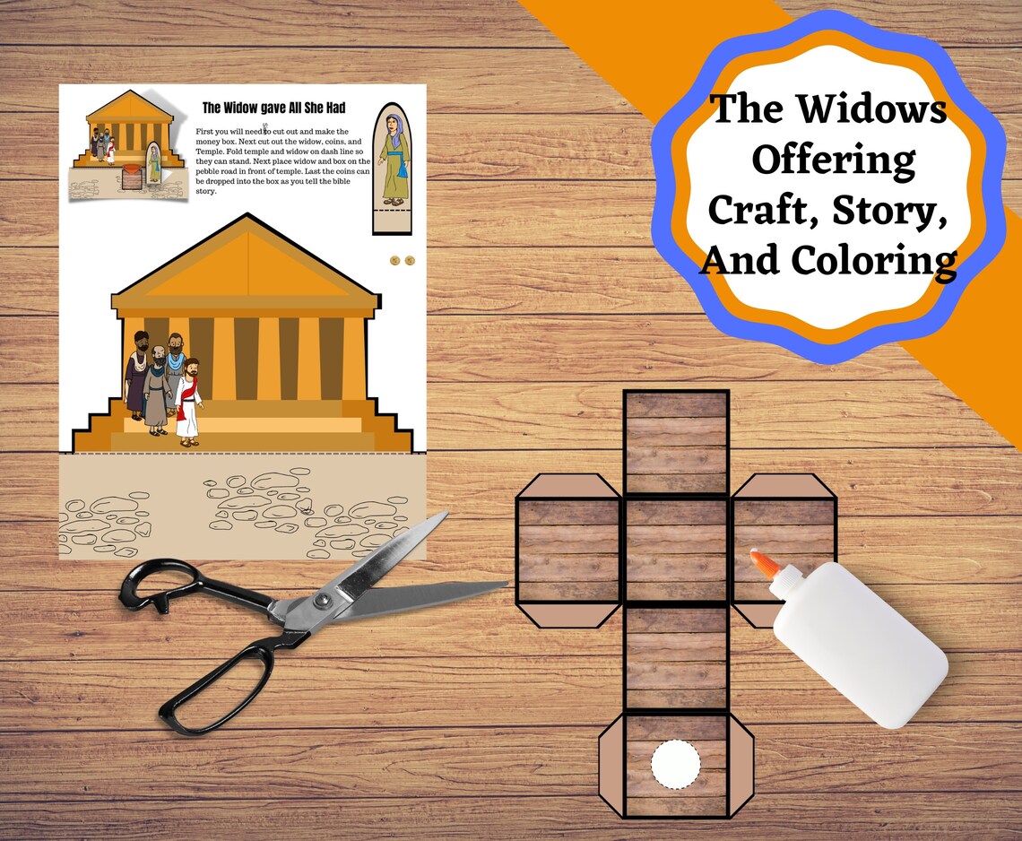 The Widows Offering, Printable Bible Lesson, Craft, Coloring, and Story ...