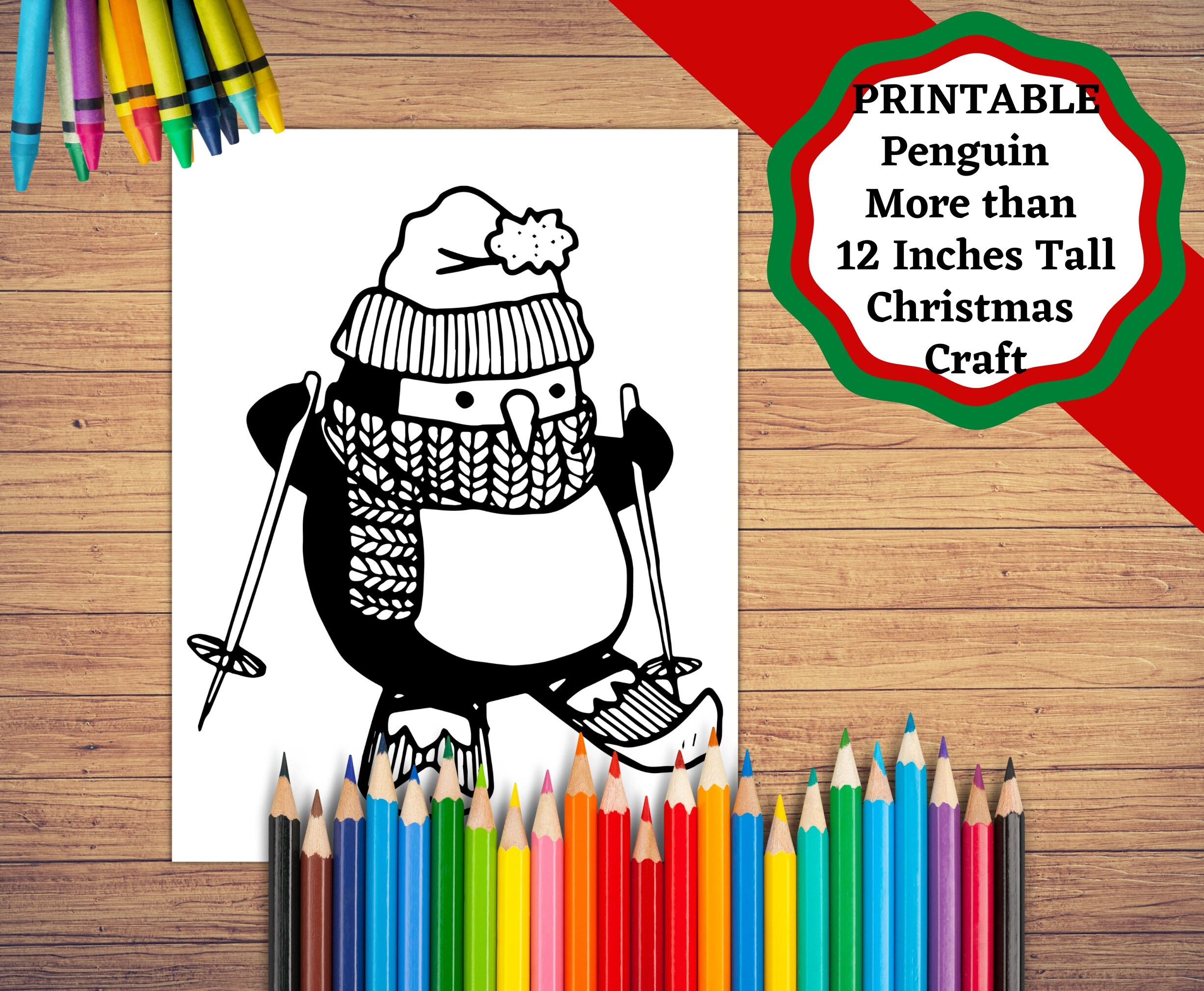 Winter Penguin, Printable Winter Christmas Cut and Past/glue Penguin ...