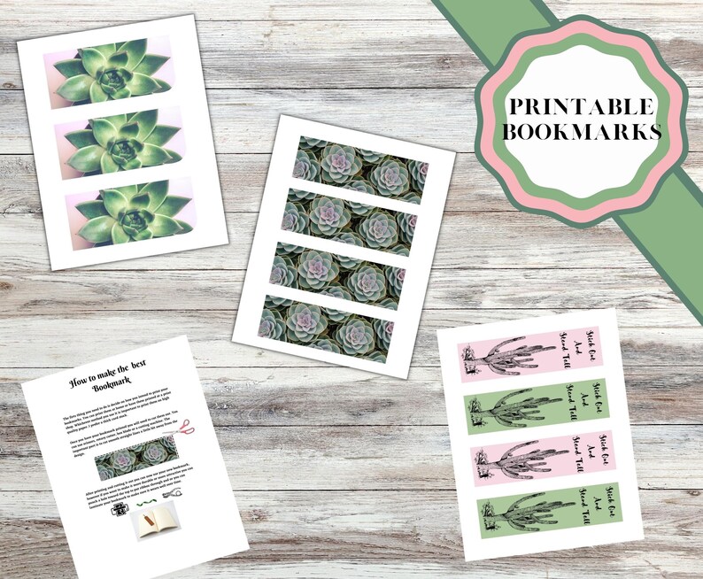 Succulent/cacti Printable Bookmarks. DIY Great Gift for Any Reader - Etsy