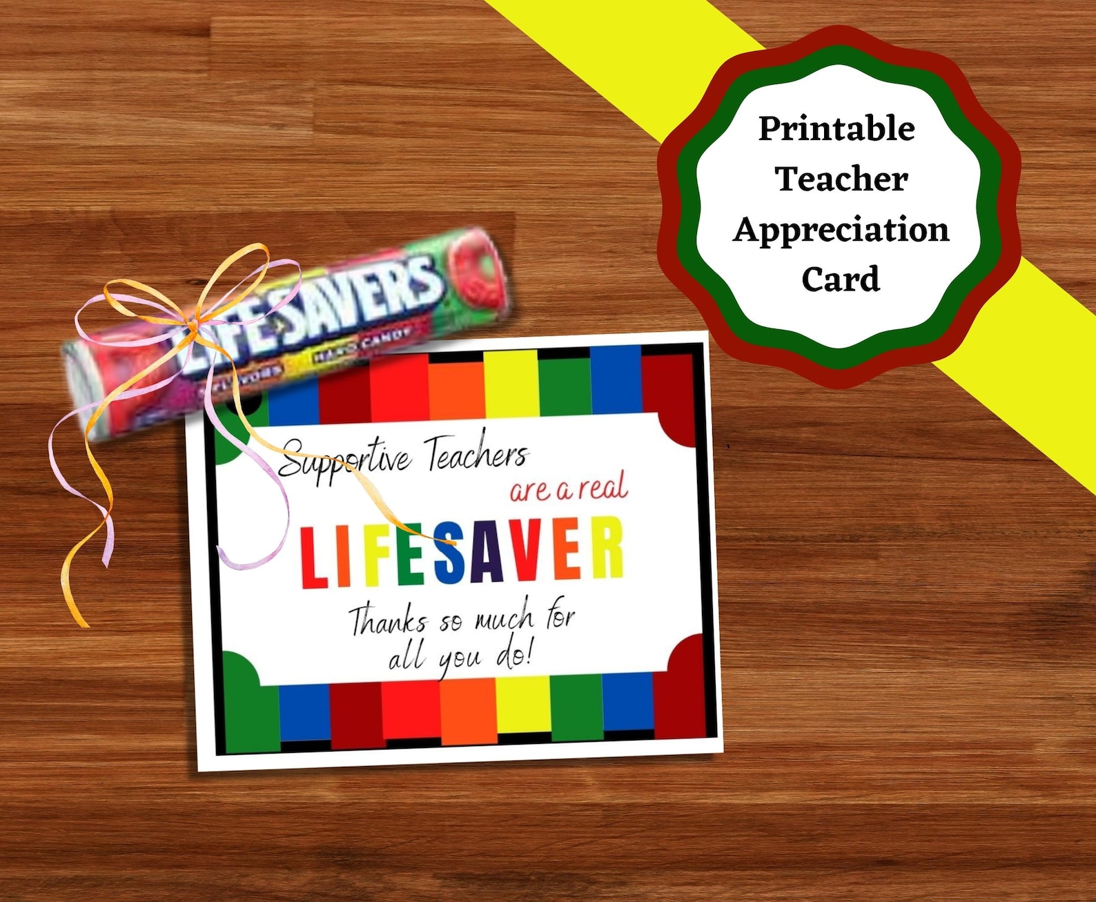 Printable Teacher Appreciation Lifesaver Cards, Gift for Teacher - Etsy