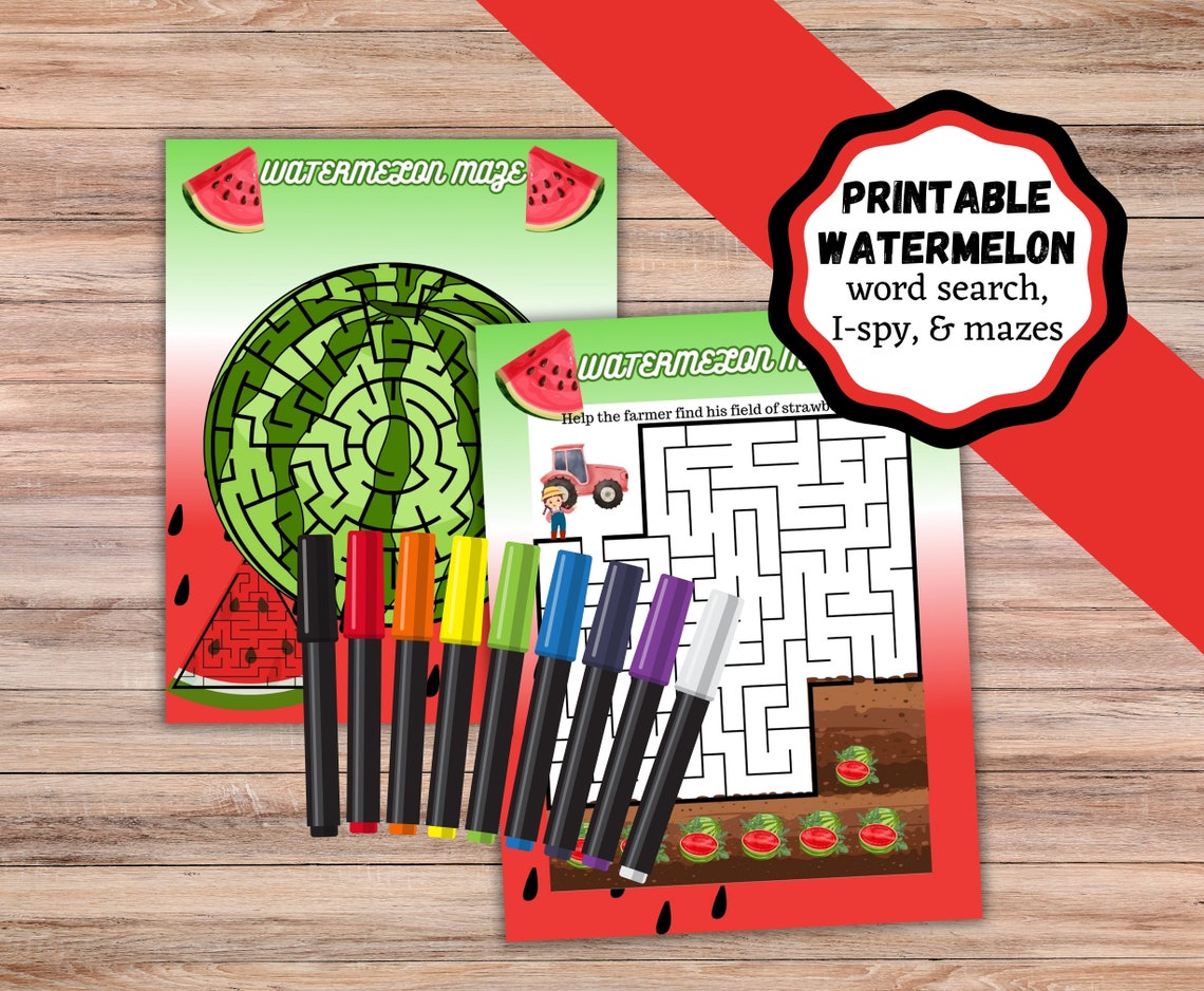 Printable Watermelon Activity Pages, Watermelon Themed Word Search, I ...