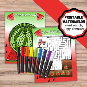 Printable Watermelon Activity Pages, Watermelon Themed Word Search, I ...