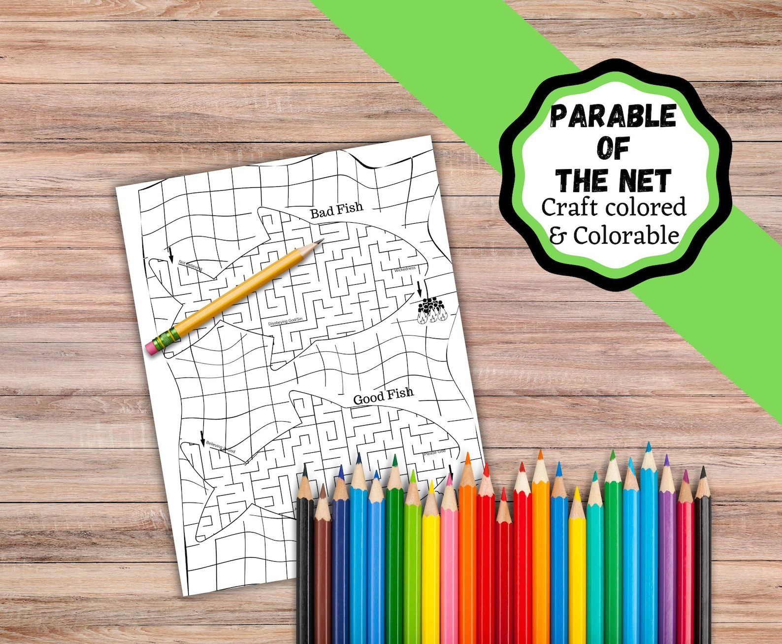 Parable of the Net Bible Craft With Scripture Page and Coloring/maze ...