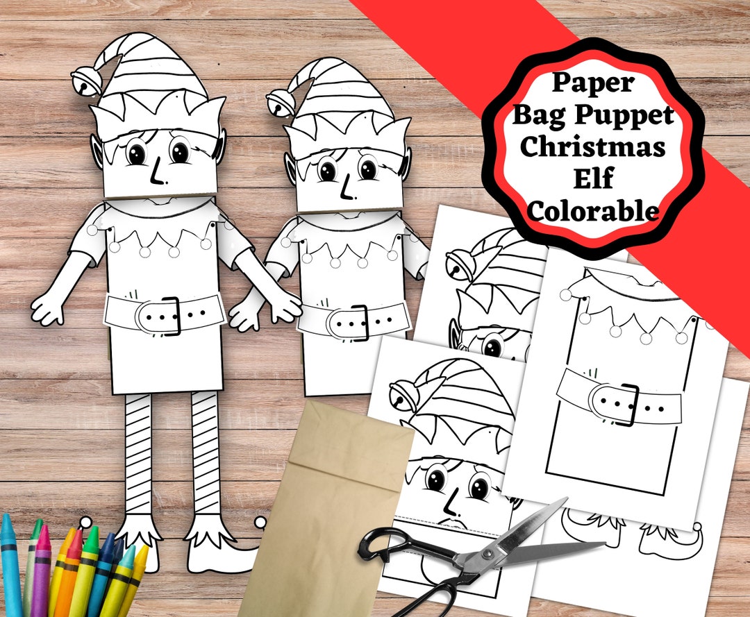 Printable Paper Bag Elf Puppet. This is a Colorable Elf Printable to ...