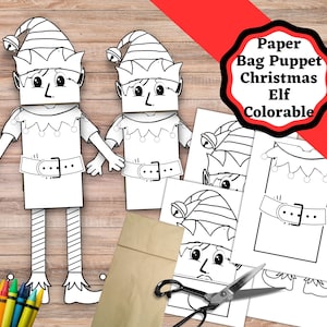 Printable Paper Bag Elf Puppet. This is a Colorable Elf Printable to ...