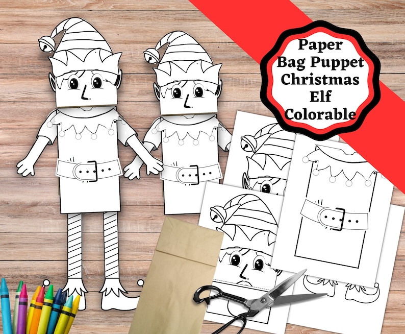 Printable Paper Bag Elf Puppet. This is a Colorable Elf Printable to ...