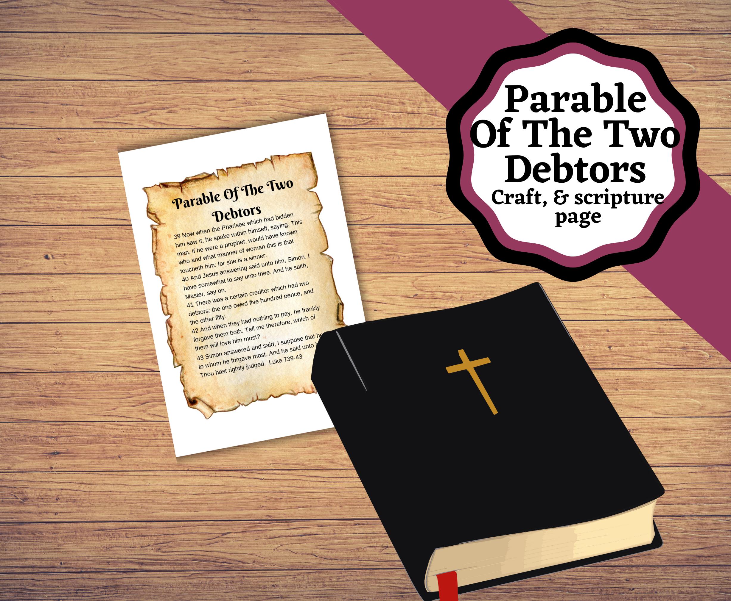The Parable of the Two Debtors Bible Craft, Jesus Teaches Forgiveness ...