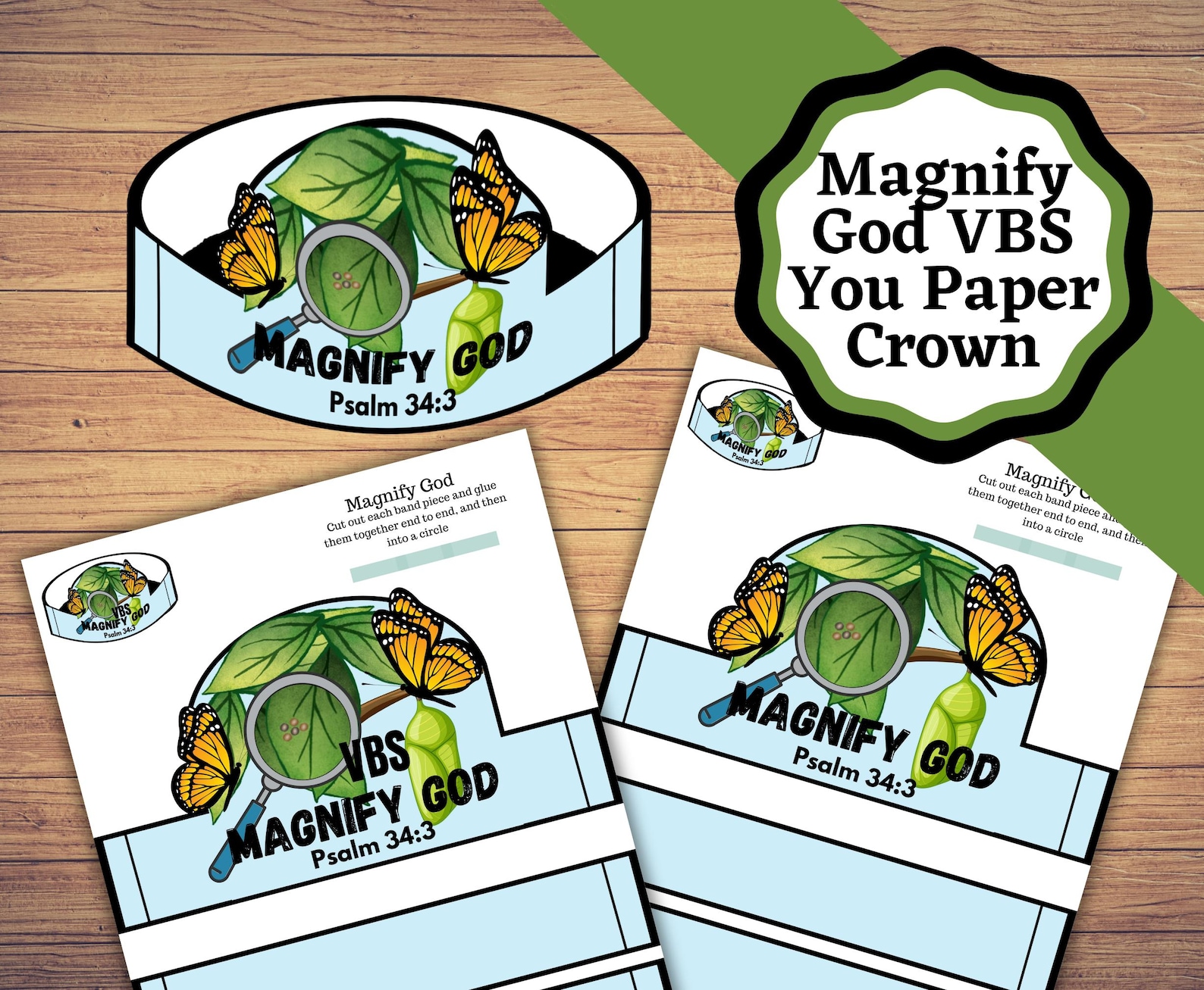 Magnify God, Kids Craft, Colored and Colorable Crown. VBS Kids Paper ...
