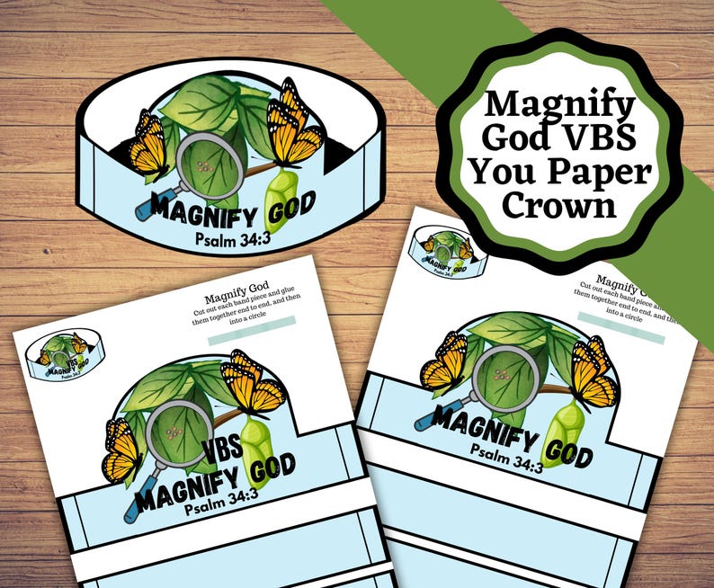 Magnify God, Kids Craft, Colored and Colorable Crown. VBS Kids Paper ...