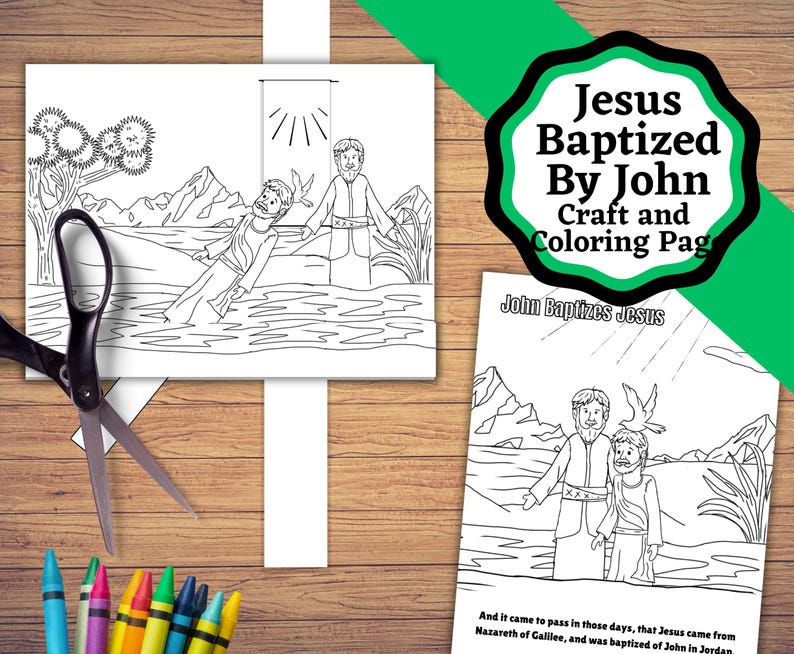 Jesus Baptized by John at the Jordan River, Printable Coloring Bible ...