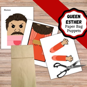 Printable Paper Bag Puppets for Esther, Bible Story Book of Esther ...