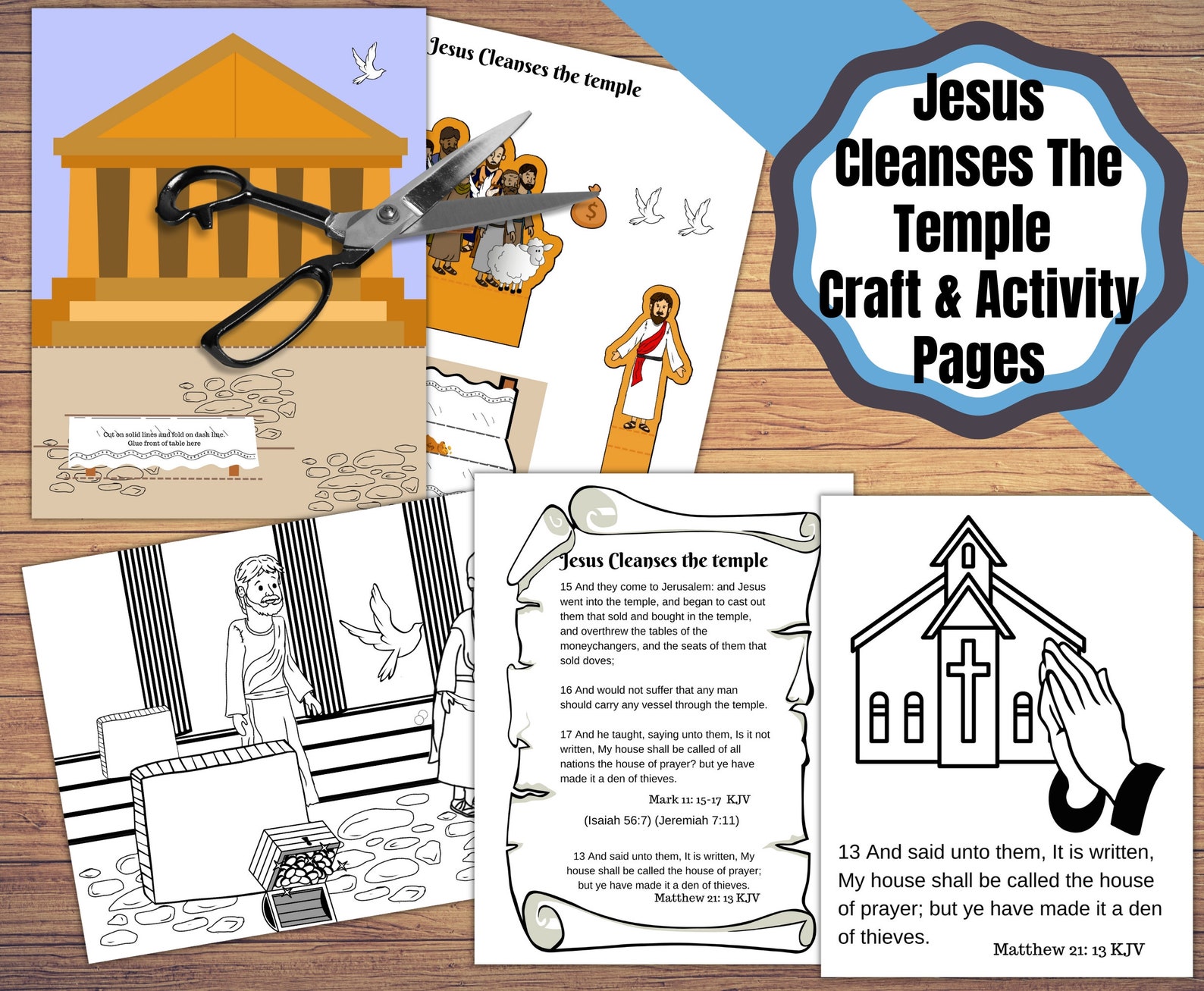 Printable, Jesus Cleanses the Temple Craft, Coloring, Scripture Pages ...