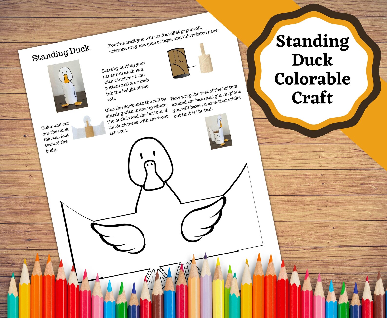 Printable Standing Duck Craft Mage With Toilet Paper Roll or ...
