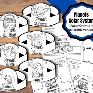 Planet and Solar System Paper Crown, Planets Colorable Kids Craft ...