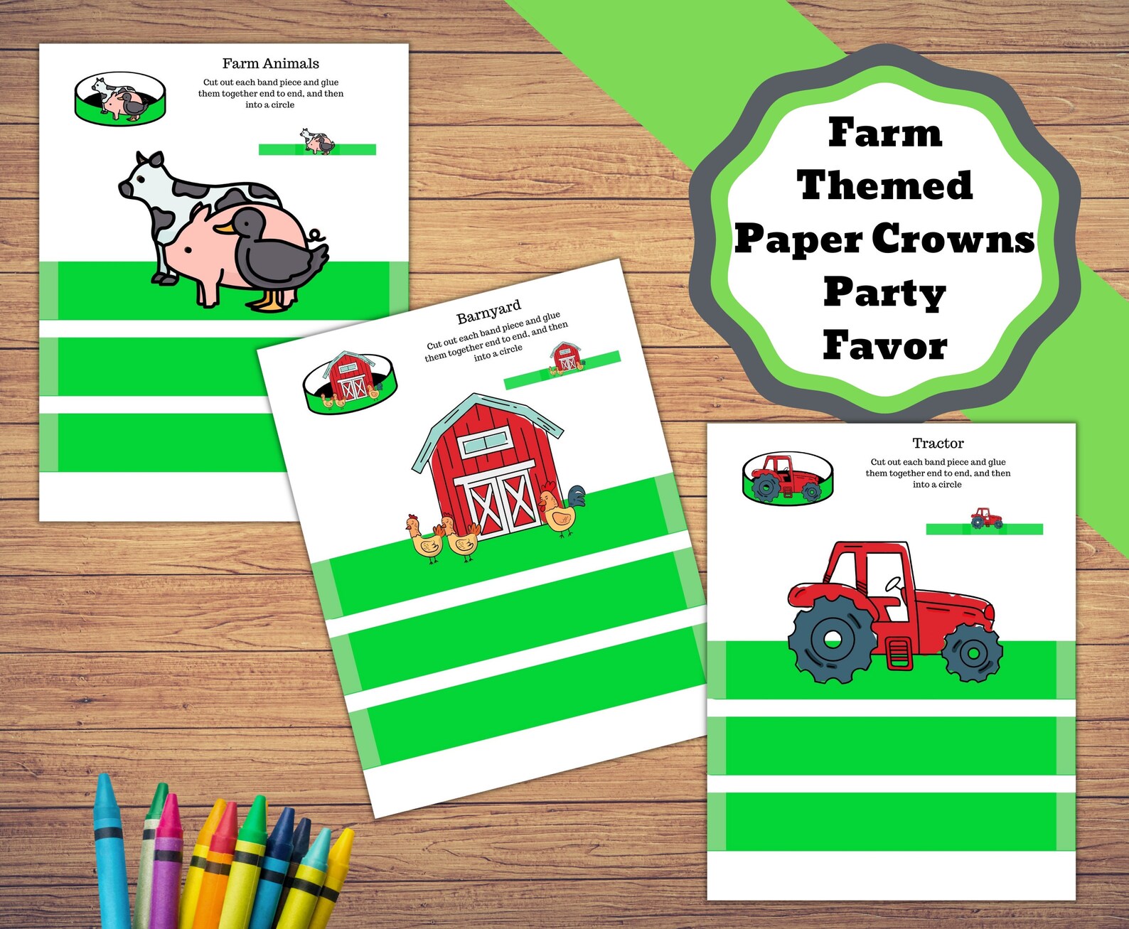 Printable Paper Crowns, Farm Themed Paper Crowns/ Paper Hats/ Party ...