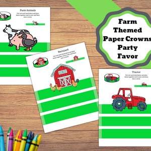 Printable Paper Crowns, Farm Themed Paper Crowns/ Paper Hats/ Party ...