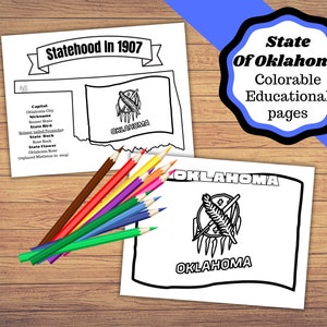 State of Oklahoma Printable Set of Coloring and Educational Pages ...