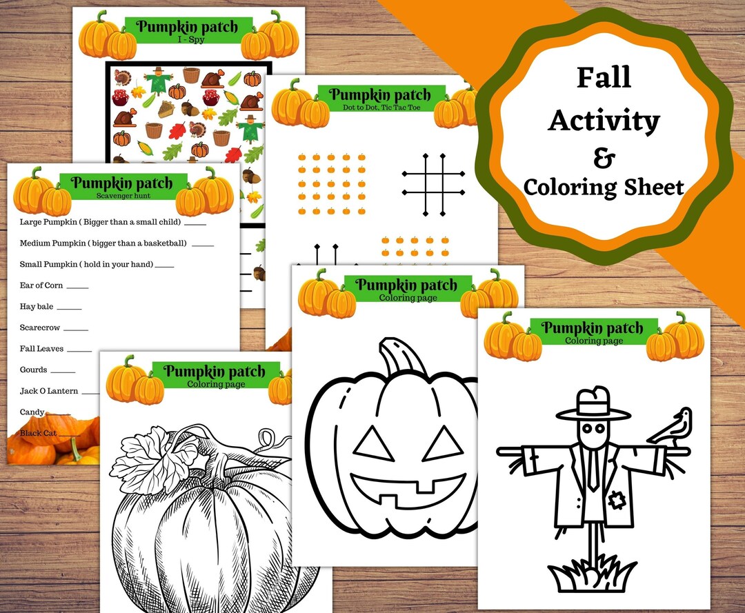 Pumpkin Patch Printable Fall Activity Sheets, Fun Kids Pages for Fall ...