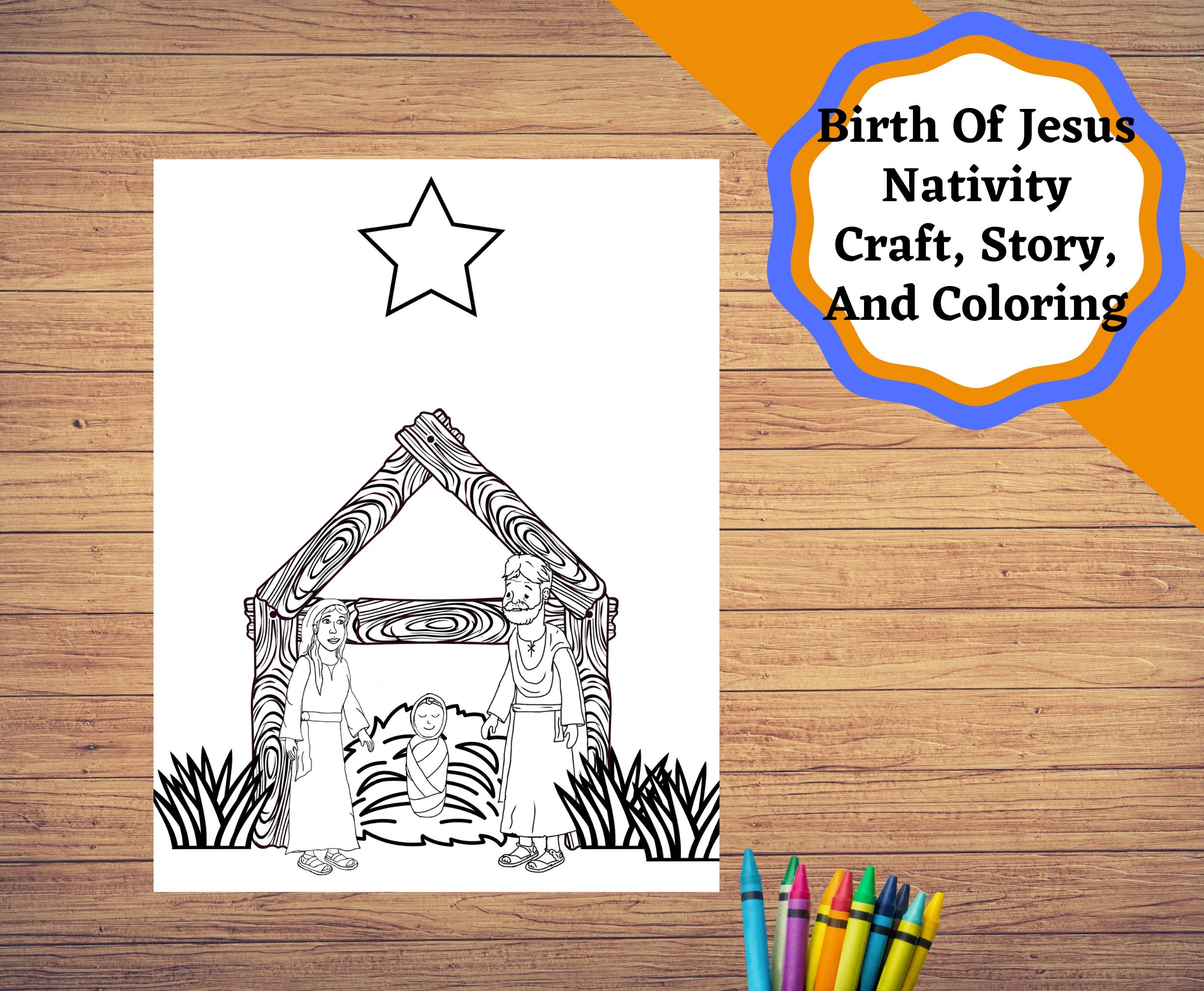 Birth of Jesus Printable Craft. Christmas Nativity Birth of Christ ...