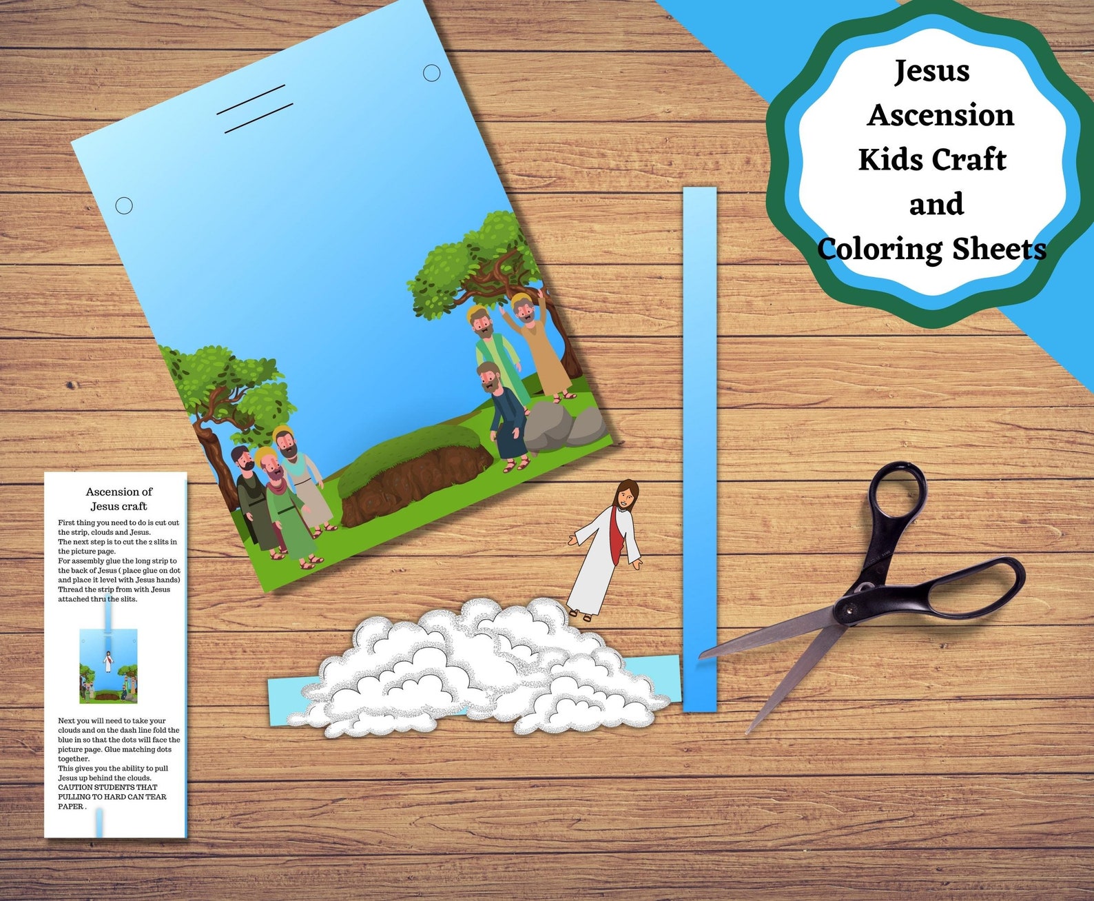 Jesus Ascension Printable Kids Craft and Coloring Sheets. - Etsy