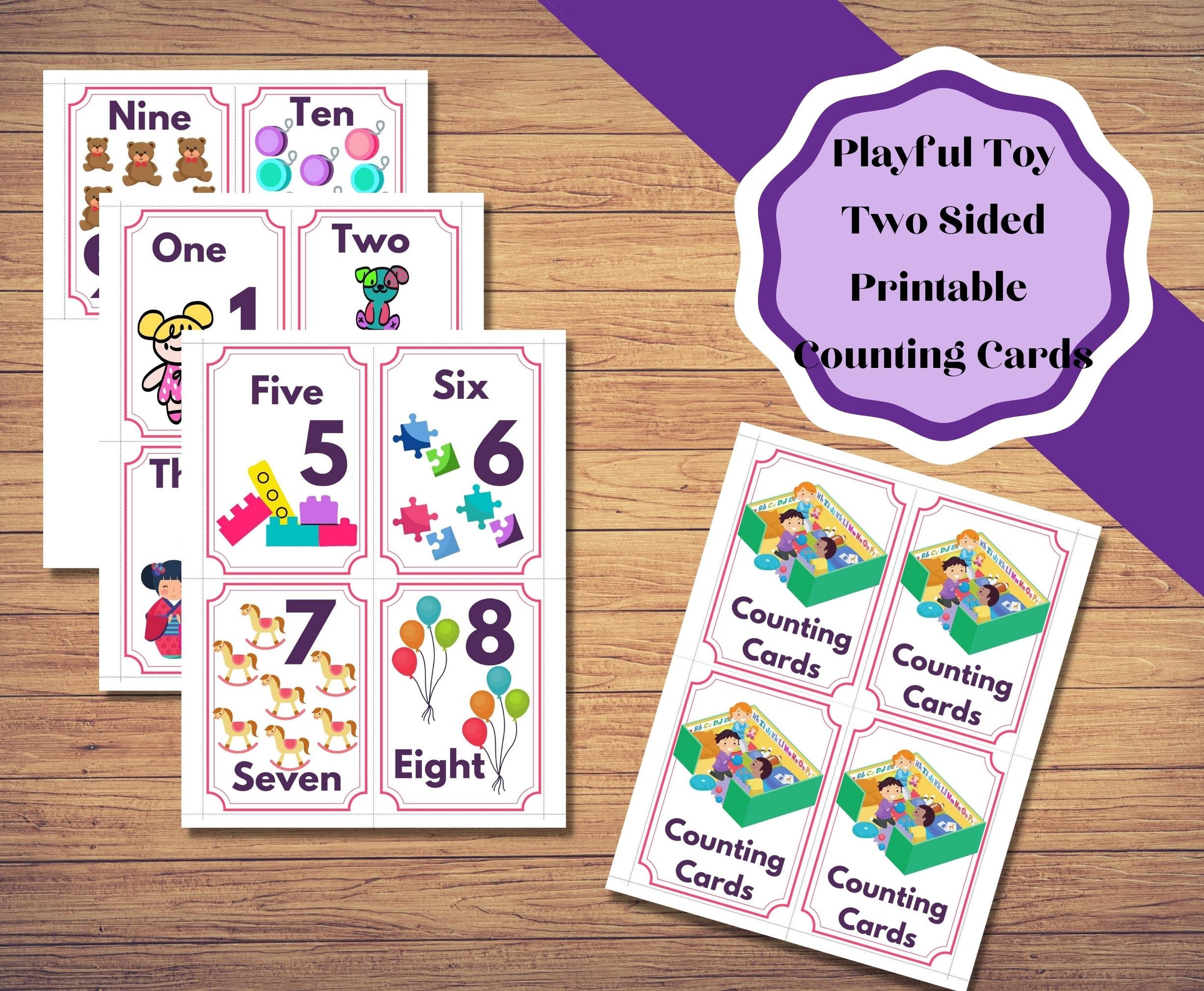 Printable Counting Cards, Playful Toy Themed Educational Number Cards ...