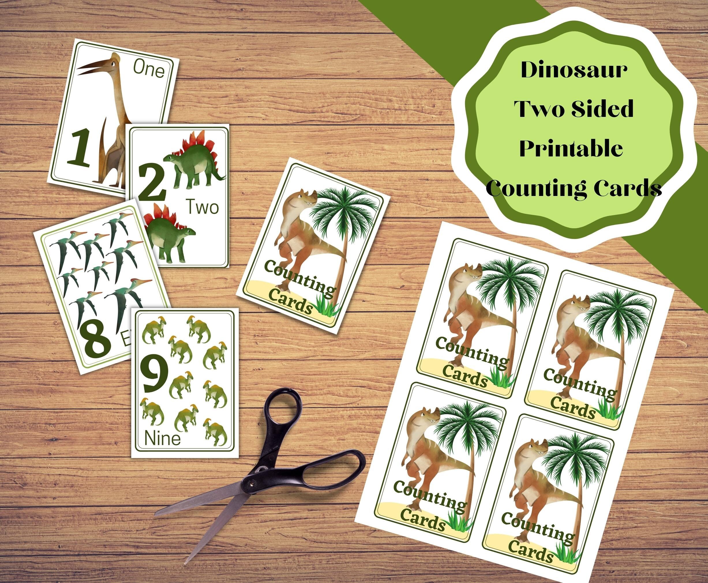 Dinosaur Themed Printable Counting/ Number Cards for the Young Learner ...