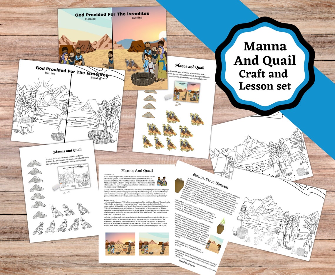 Manna From Heaven and Quail, Craft and Lesson Set. Printable Bible ...