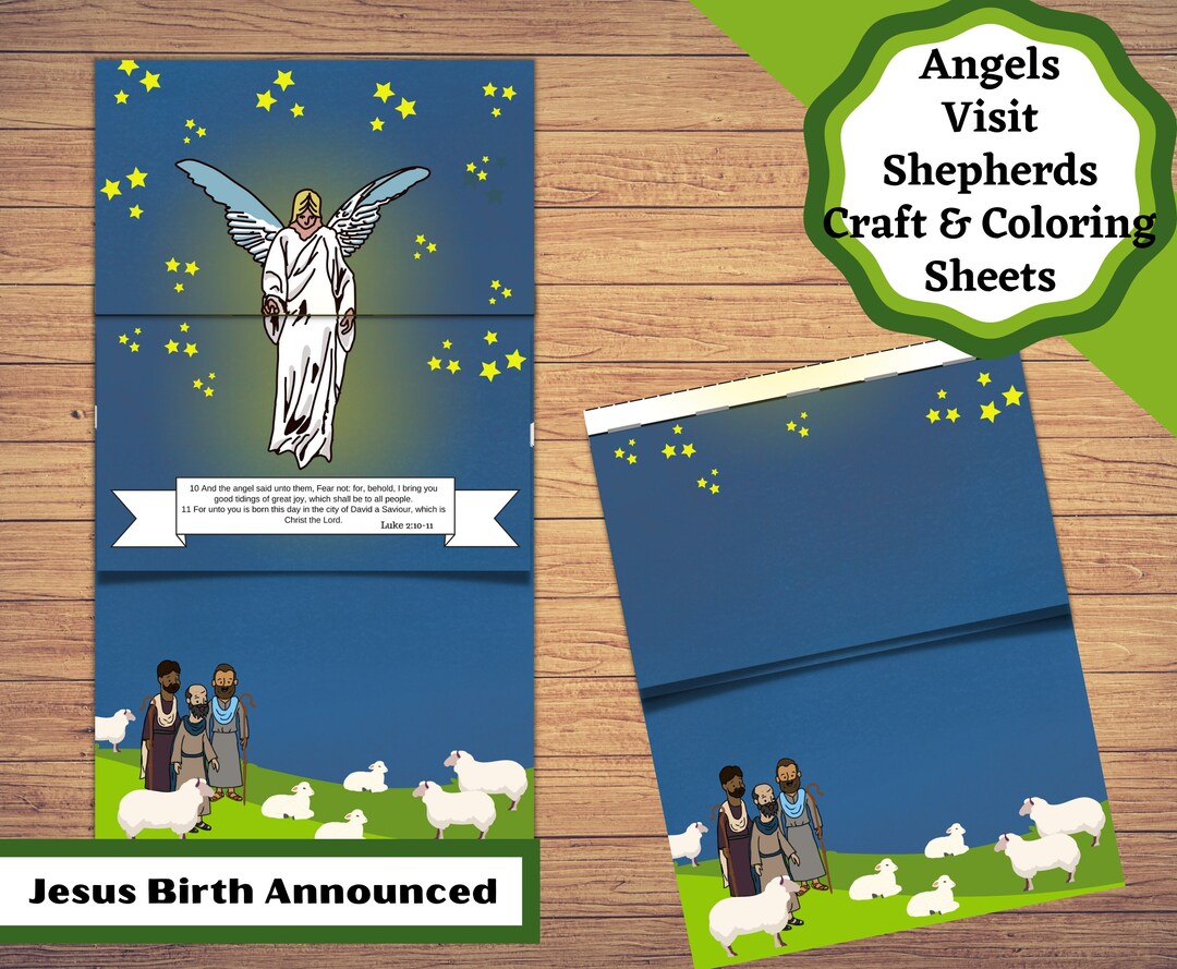 Angels Visit Shepherds Printable Craft, Shepherds Told About Jesus ...
