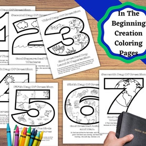 Printable Creation Bible Coloring Pages. Kids Craft for the 7 Days of ...