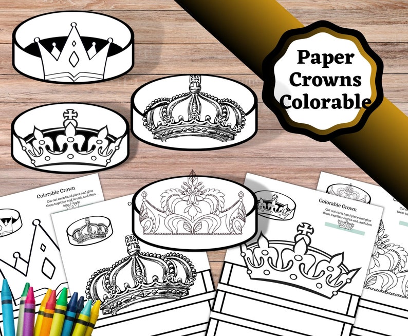 Printable Paper Crowns in Black and White so They Are Colorable. 4 ...