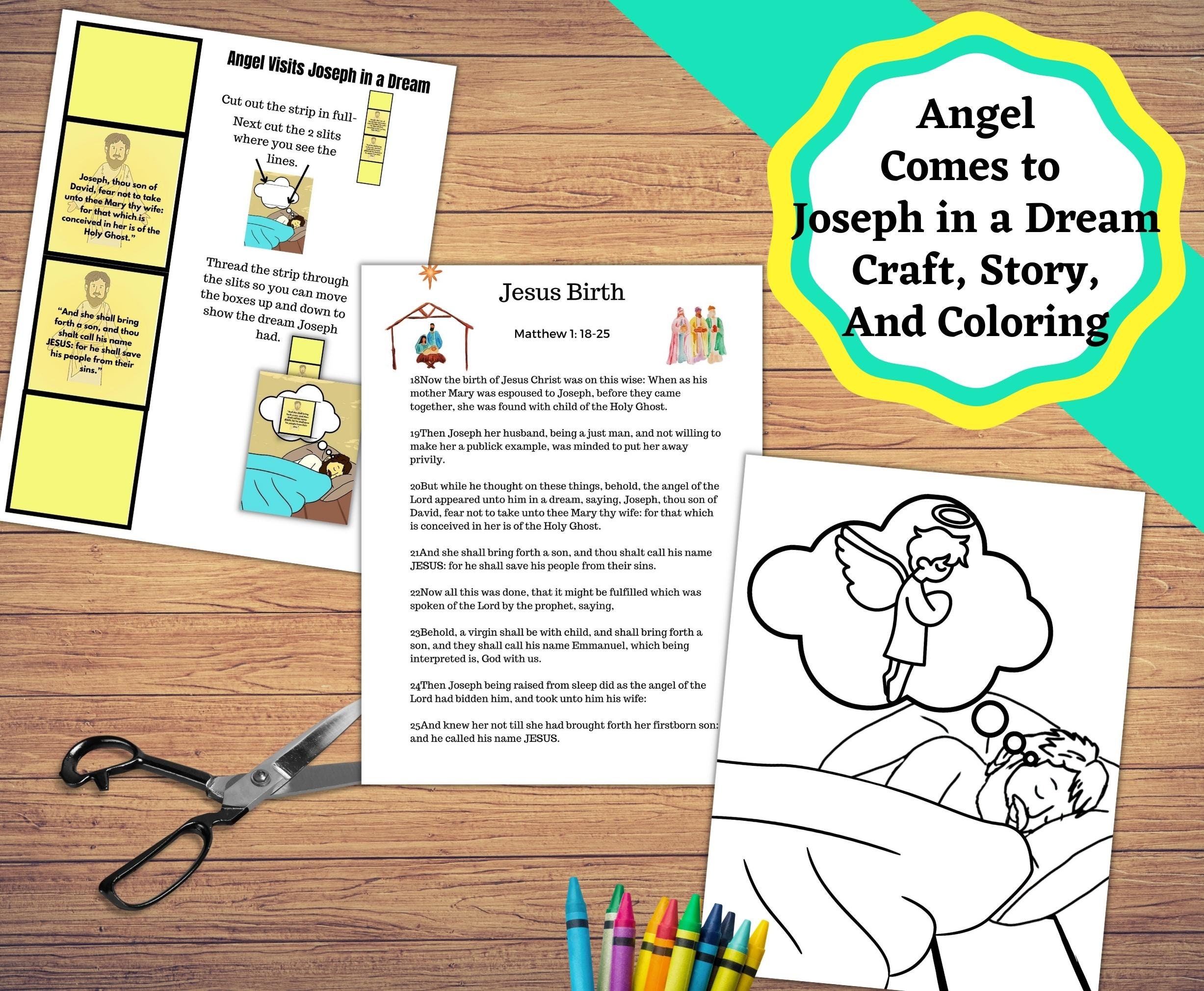 Angel Visits Joseph In A Dream To Tell Him About Jesus Print Lesson