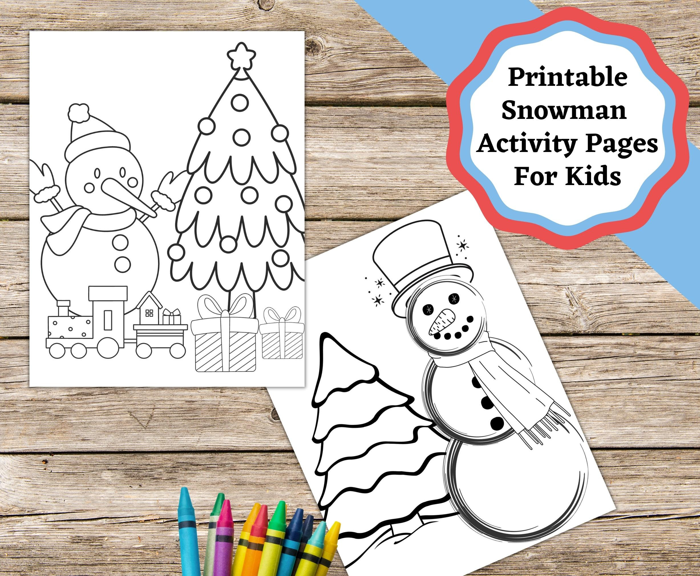 Snowman Printable Craft and Activity Pages, Classroom or Kids Snowman ...