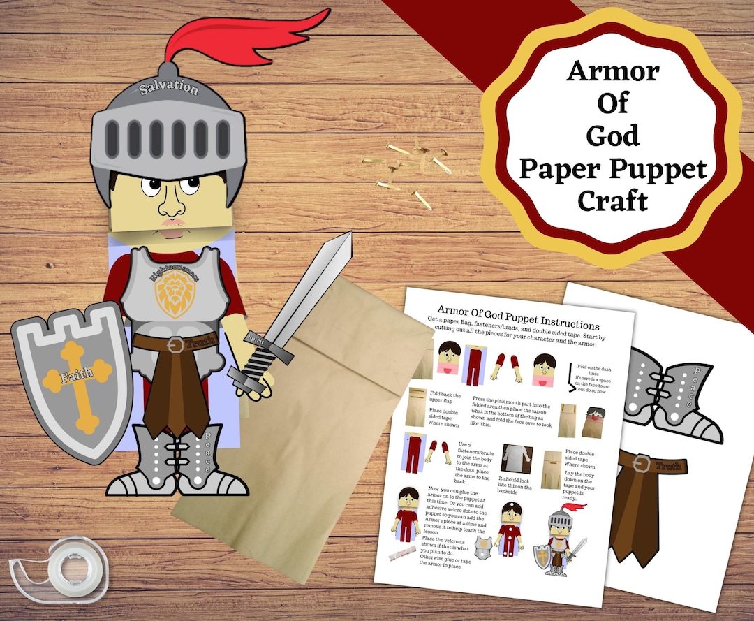 Printable Pages Armor of God. Pages to Create a Paper Bag Puppet With ...