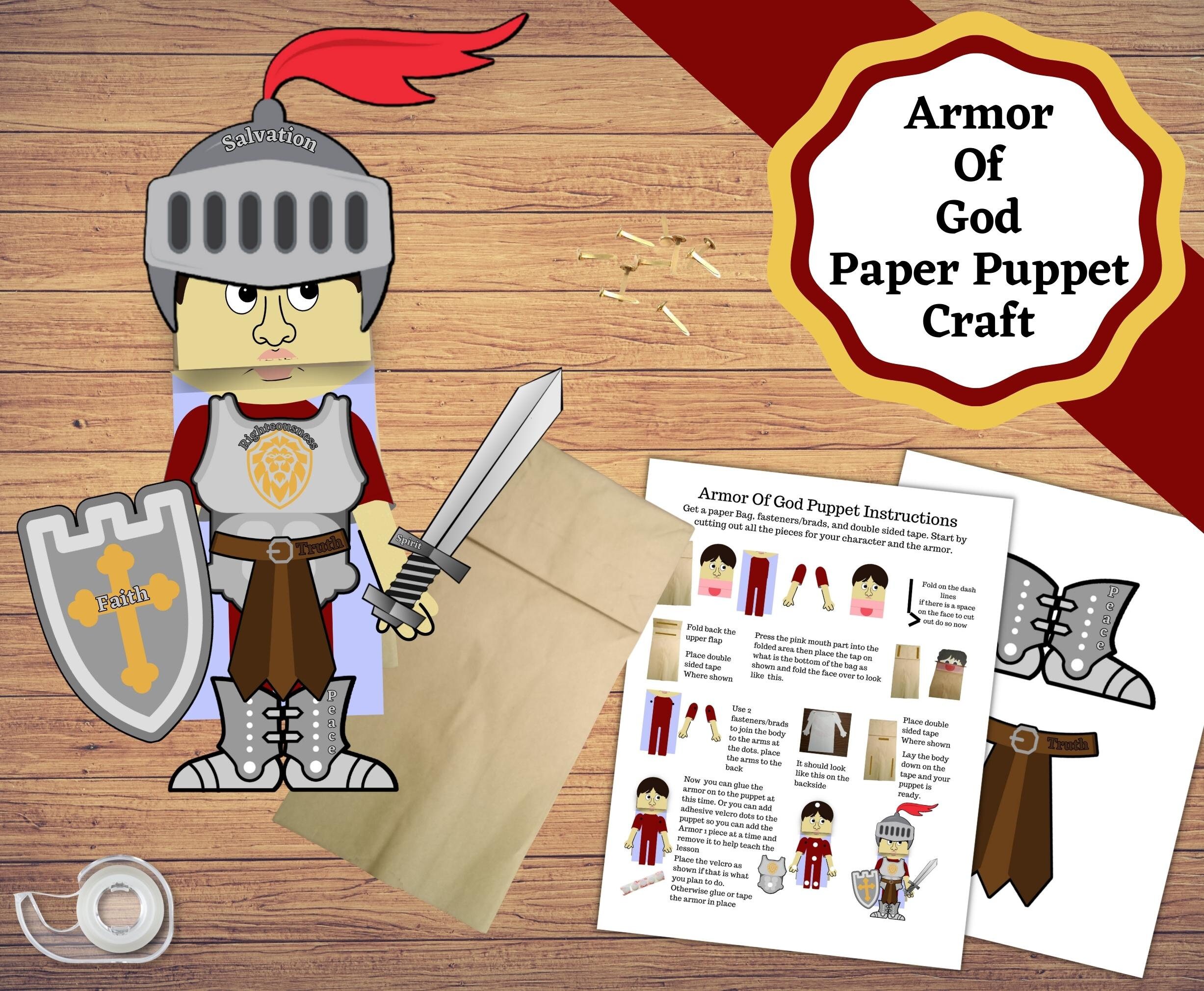 Printable Pages Armor of God. Pages to Create a Paper Bag Puppet With ...