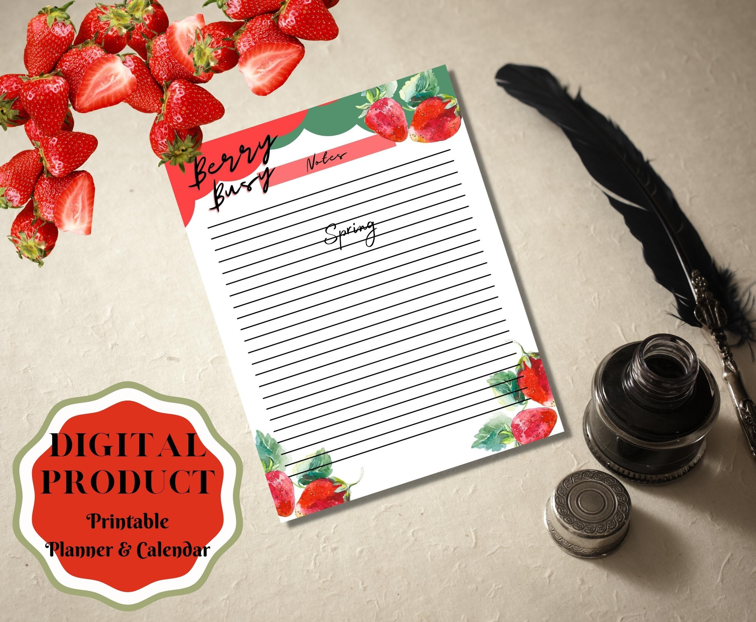 Strawberry Themed Planner, Easy Planner, Summer Strawberry Themed ...