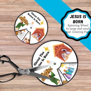 Printable Nativity Story Wheel Craft. Large and Small Spinning Wheel ...