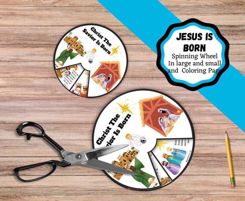 Printable Nativity Story Wheel Craft. Large and Small Spinning Wheel ...