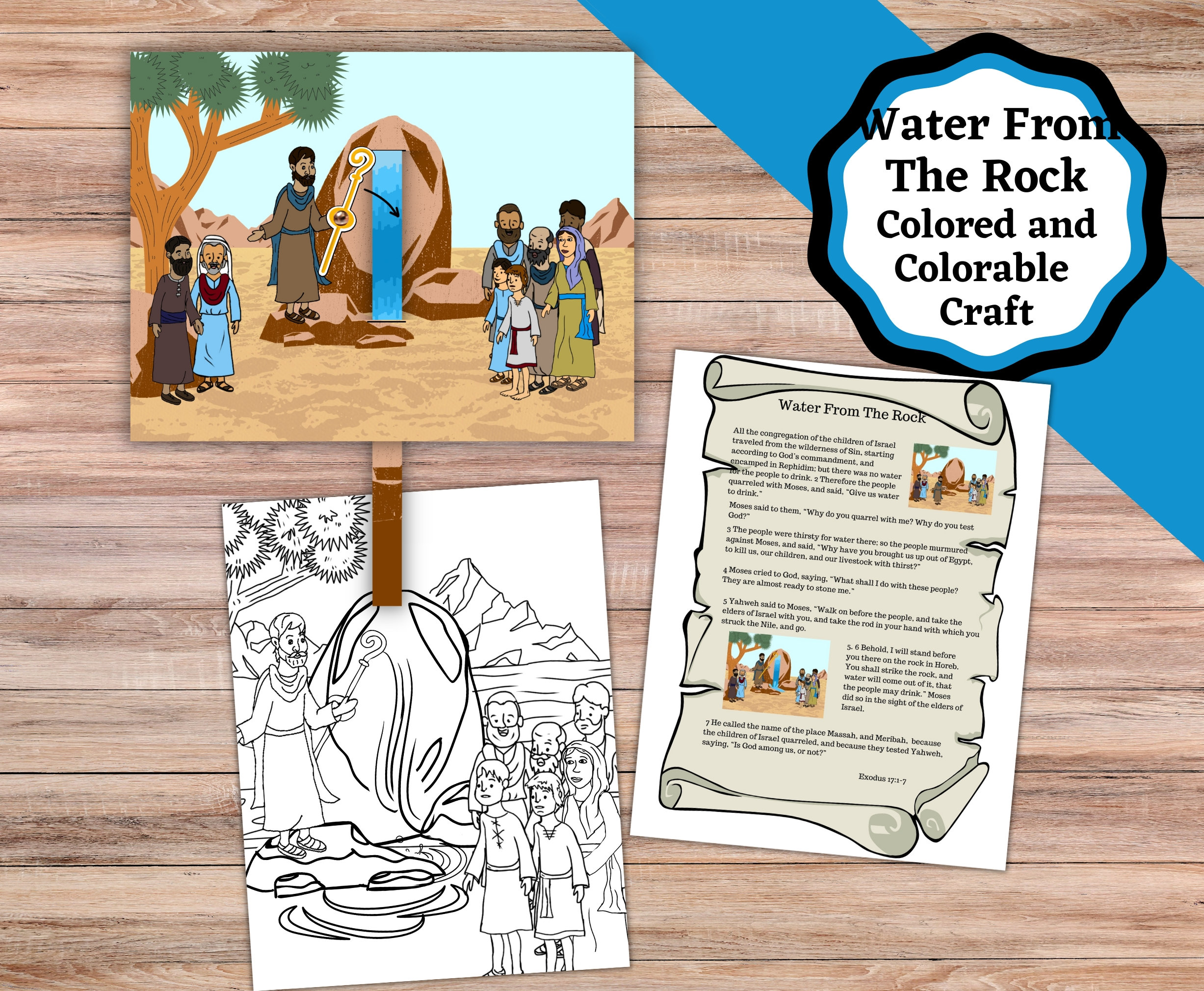 Printable Water From the Rock Bible Story Craft. Moses and the ...