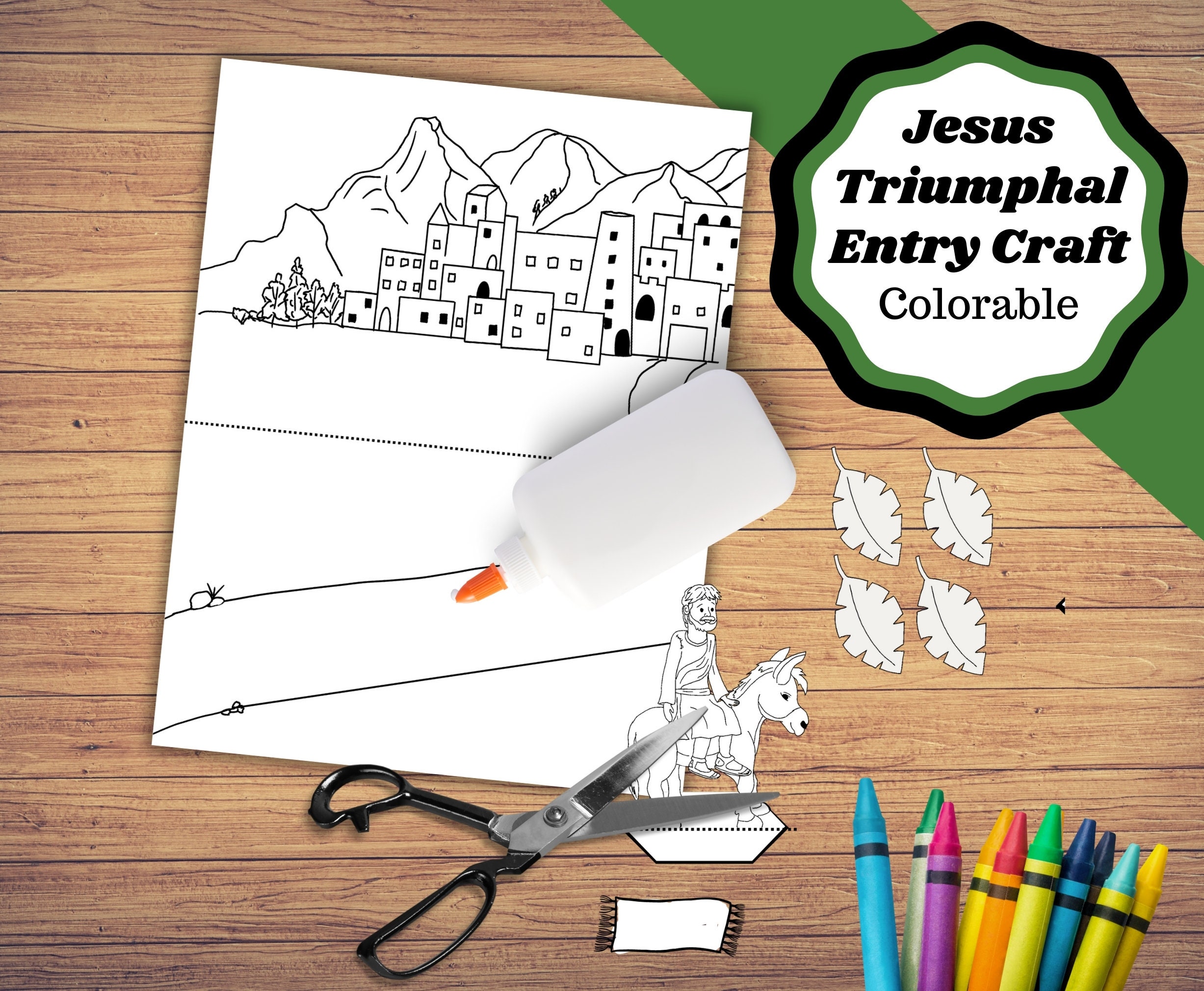 Printable Triumphal Entry Colorable Craft for Kids, Easter Sunday ...